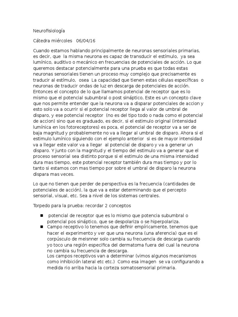 Neurofisiología | PDF | Dolor | Percepción visual