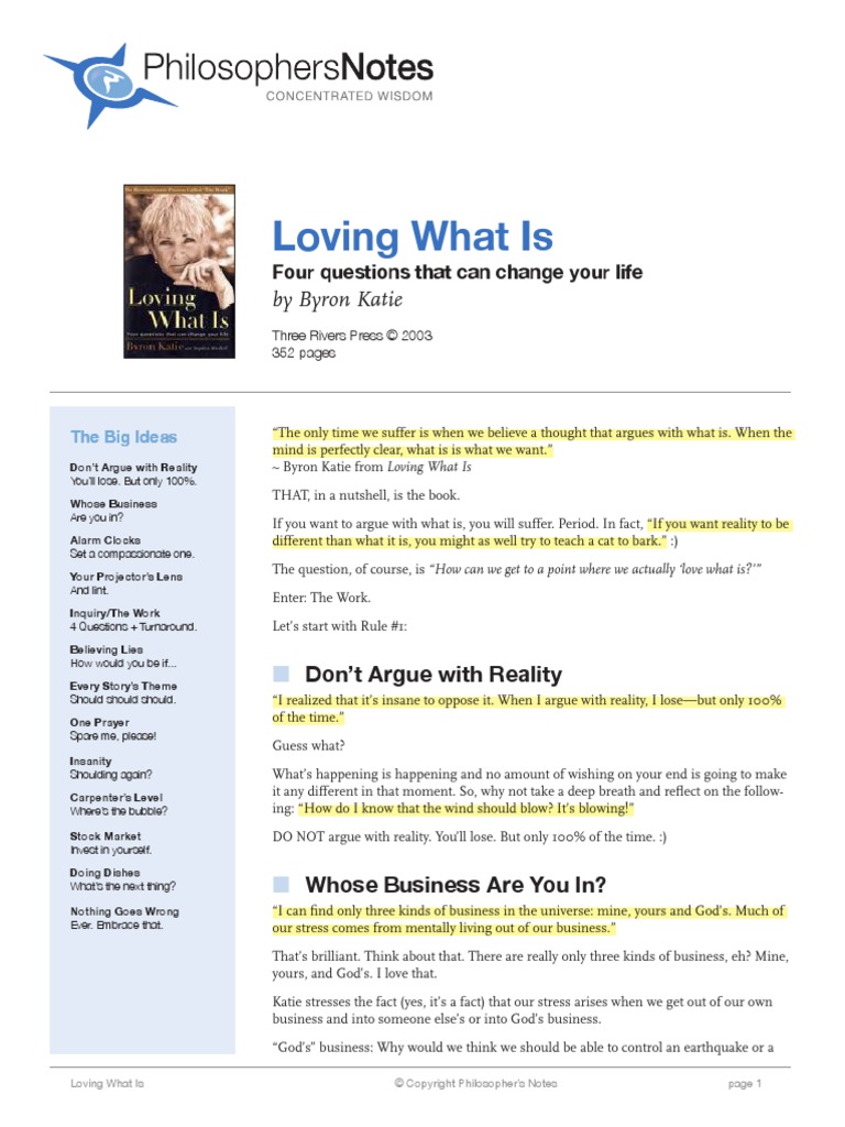 Loving What Is | PDF | Inquiry | Thought