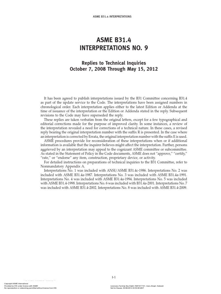 ASME B31.4 - Code Interpretations | PDF | Pipe (Fluid Conveyance) | Building Engineering