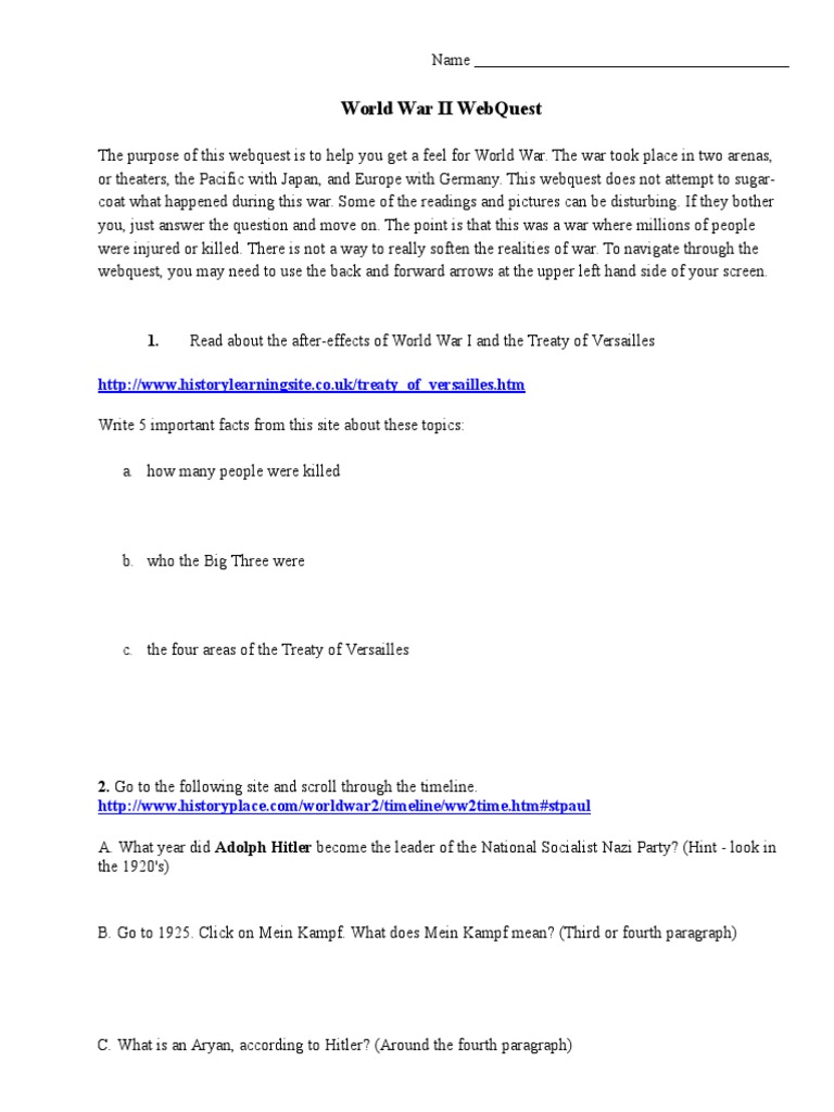 Wwii Webquest | PDF