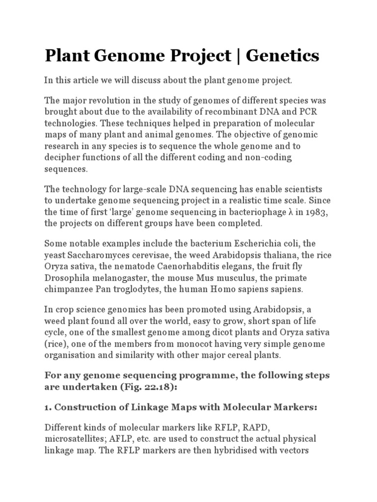 Plant Genome Project | PDF | Genome | Molecular Cloning