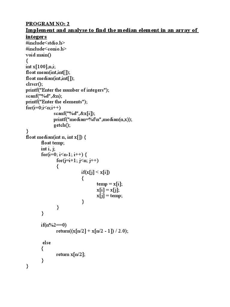 Implement and Analyse To Find The Median Element in An Array of ...