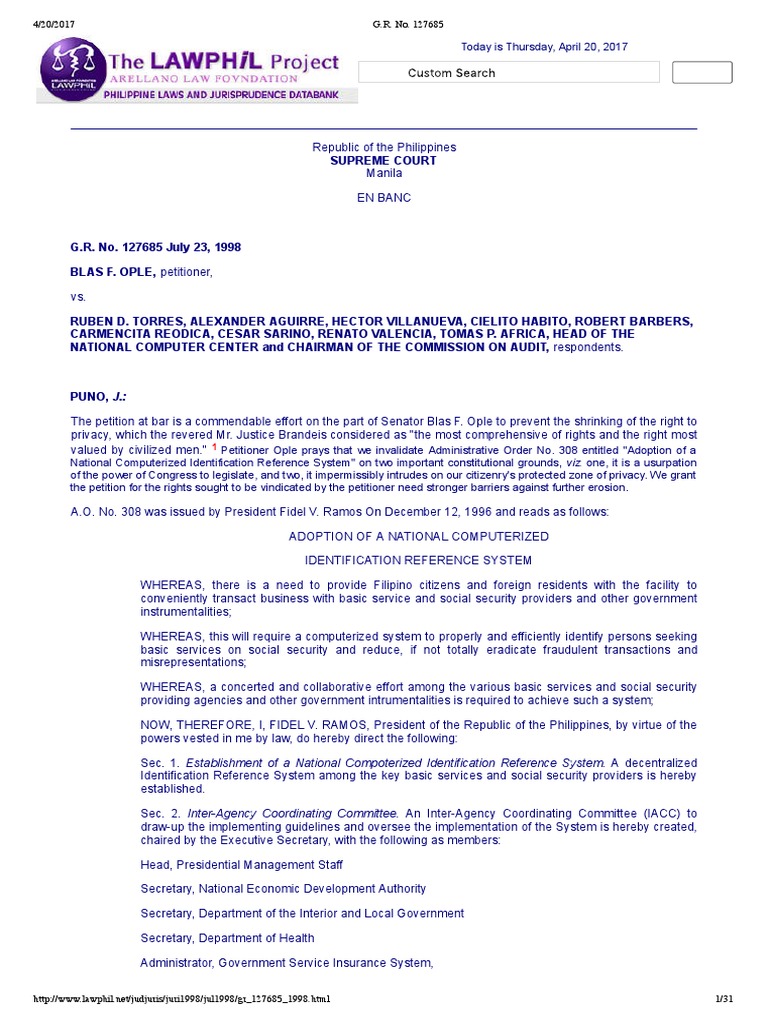 Senator Ople Seeks to Invalidate Administrative Order Establishing ...