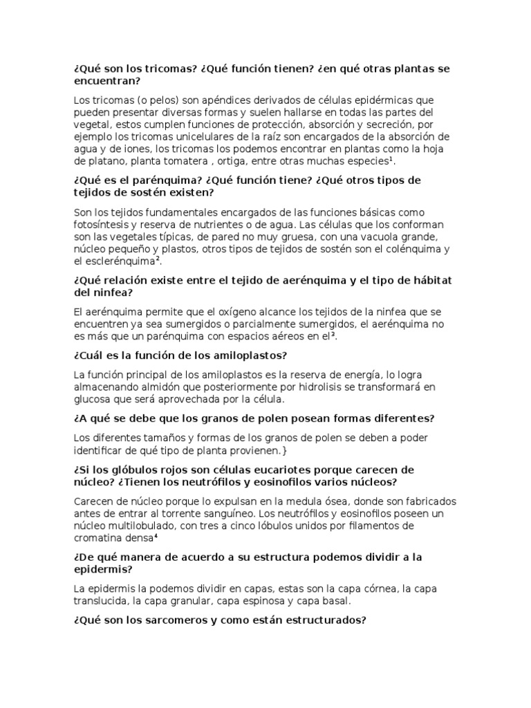 Tricomas: funciones y características | PDF | Plantas | Biología Celular)
