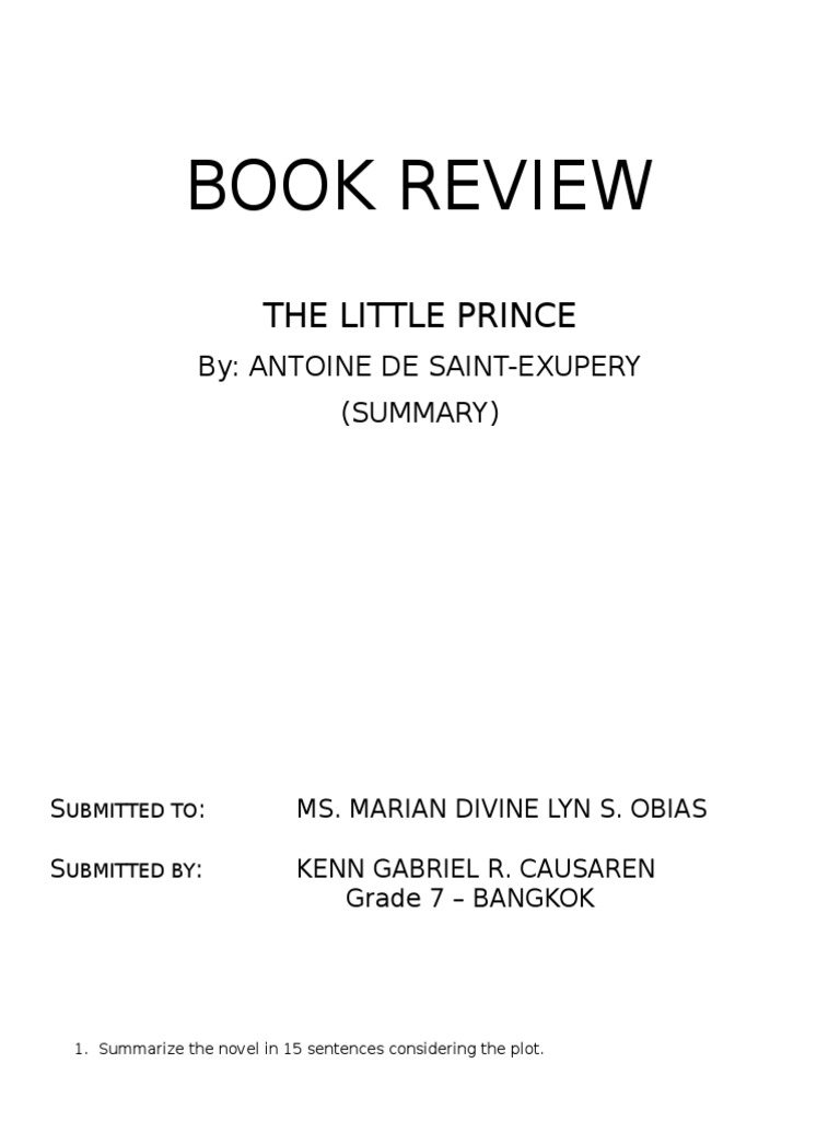 The Little Prince: A Book Review Summary | PDF | The Little Prince | Love