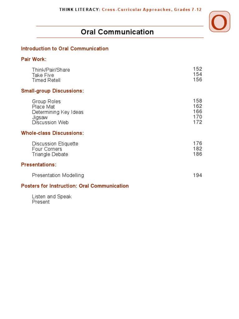 Oral Communication Strategies for Grades 7-12 | PDF | Expert | Teachers