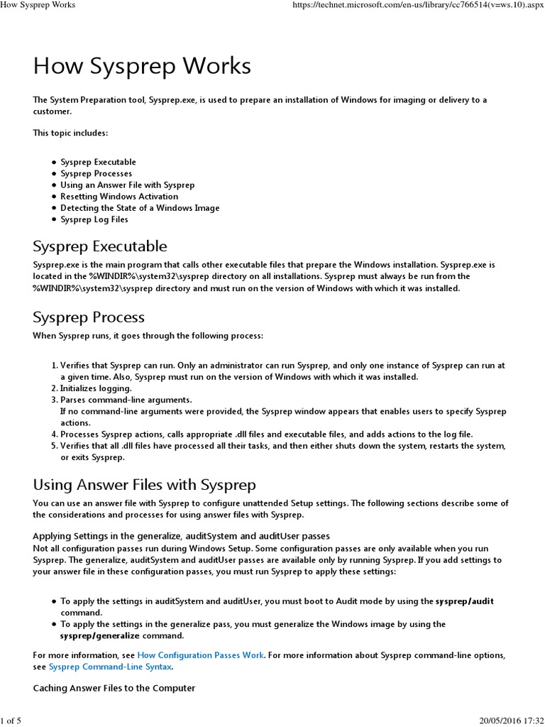 How Sysprep Works - Windows 10 | PDF | Installation (Computer Programs ...