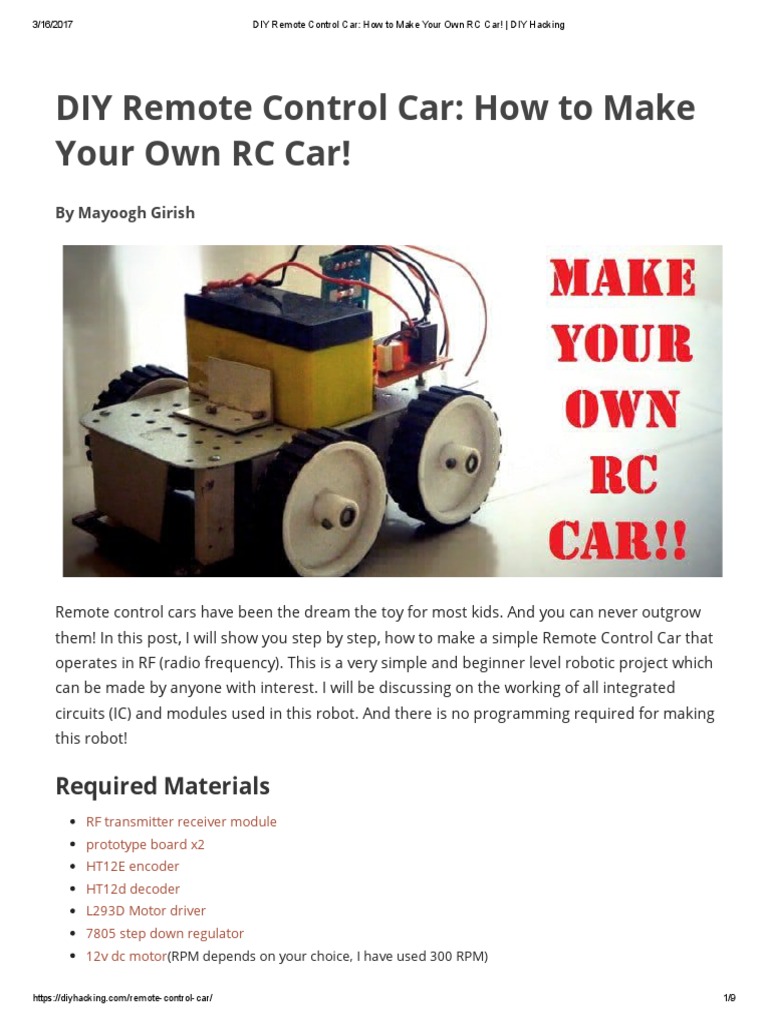 DIY Remote Control Car - How To Make Your Own RC Car! - DIY Hacking ...
