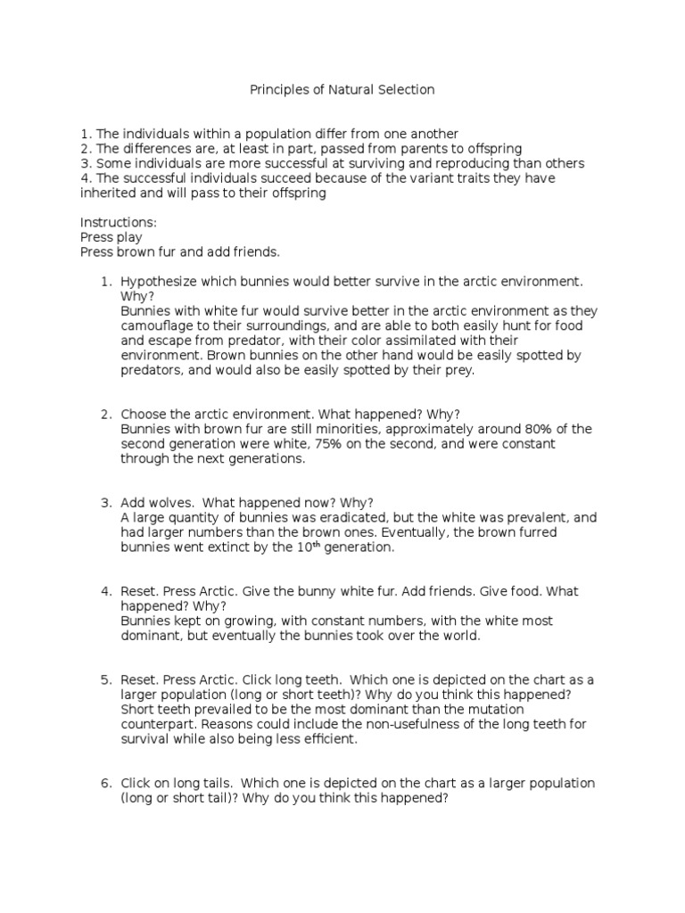 Natural Selection Activity | PDF | Natural Selection | Predation
