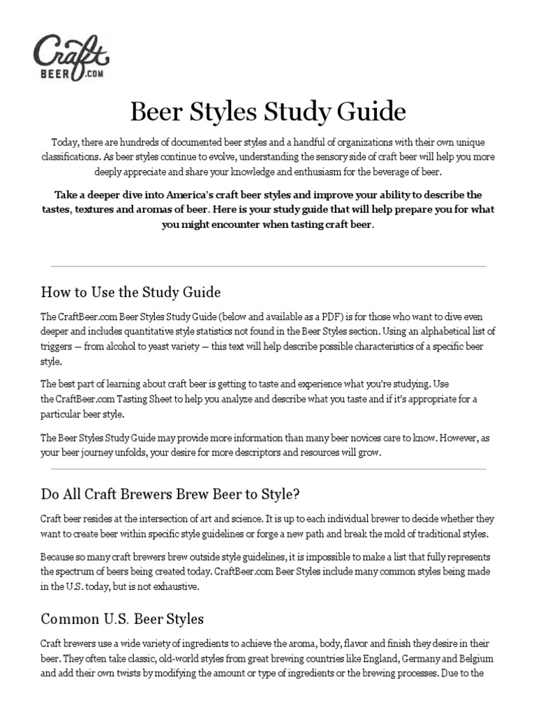 Craft Beer Styles | PDF | Beer | Brewing