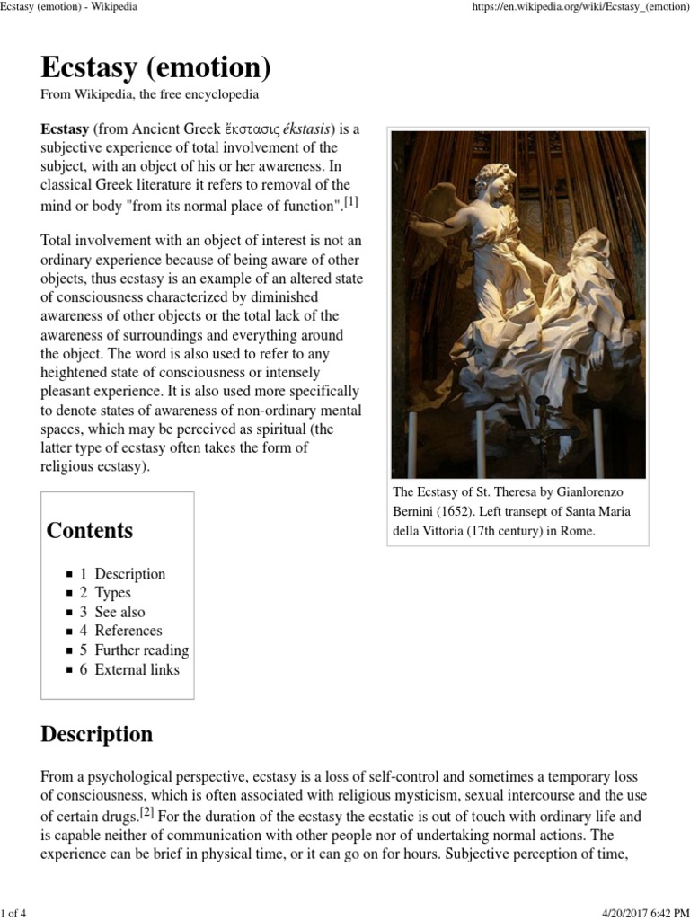 Ecstasy (Emotion) - Wikipedia | PDF | Metaphysics Of Mind | Personal ...