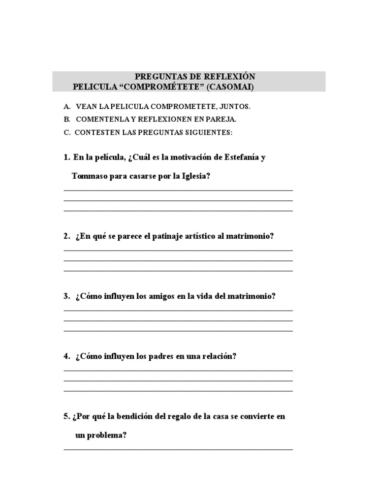 Cuestionario Película Comprométete | PDF