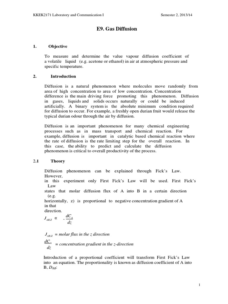 Experiment 9 | PDF | Diffusion | Liquids