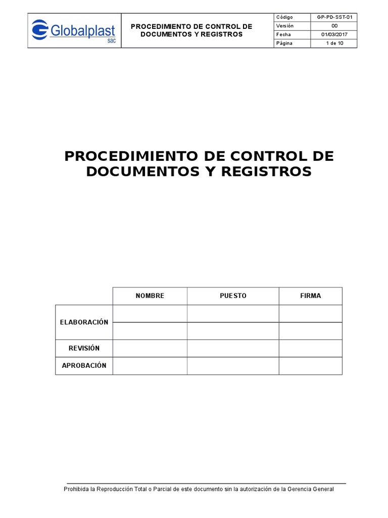Procedimiento de Control de Documentos | Documento | Archivo de computadora