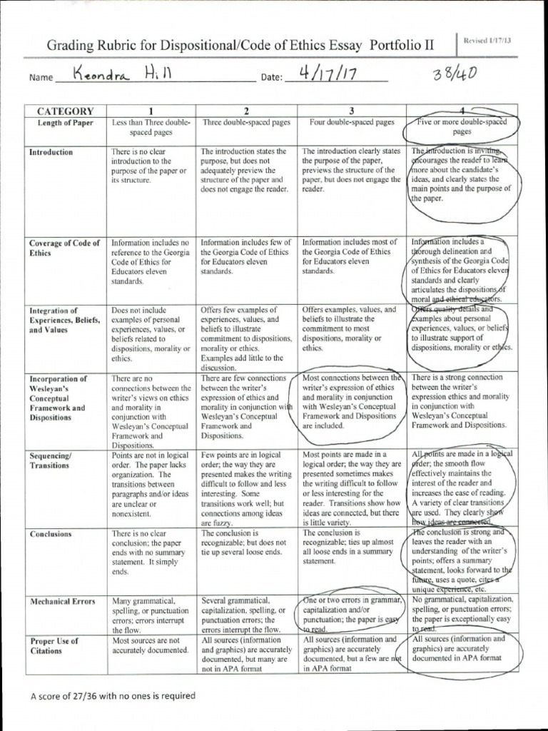 Dispositional Ethics Essay Grading Rubric | PDF | Morality | Semiotics