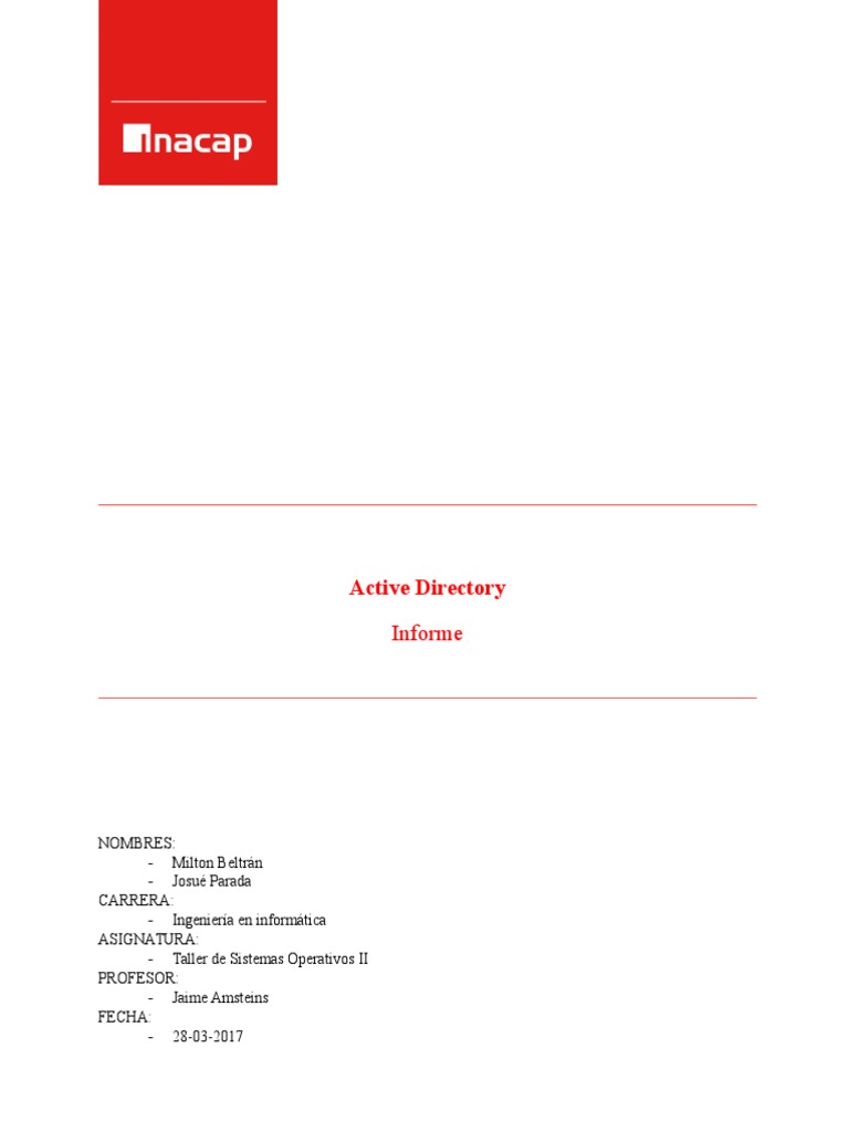 Informe Active Directory | PDF | Directorio Activo | Redes de computadoras