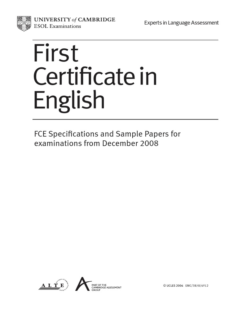 Fce Sample Papers 2008 PDF | PDF | Test (Assessment) | Tests