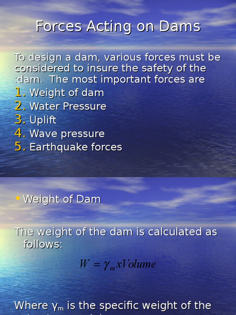Forces Acting On Dams | PDF | Dam | Earthquakes