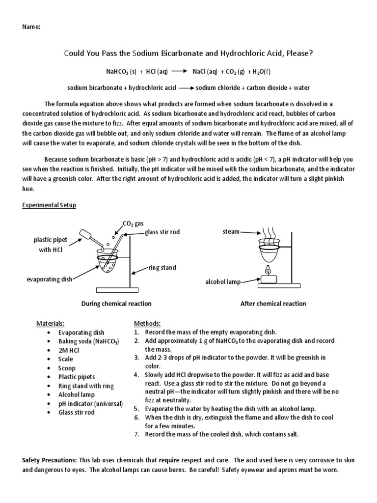 HCL Lab Sheet | PDF | Sodium Bicarbonate | Hydrochloric Acid