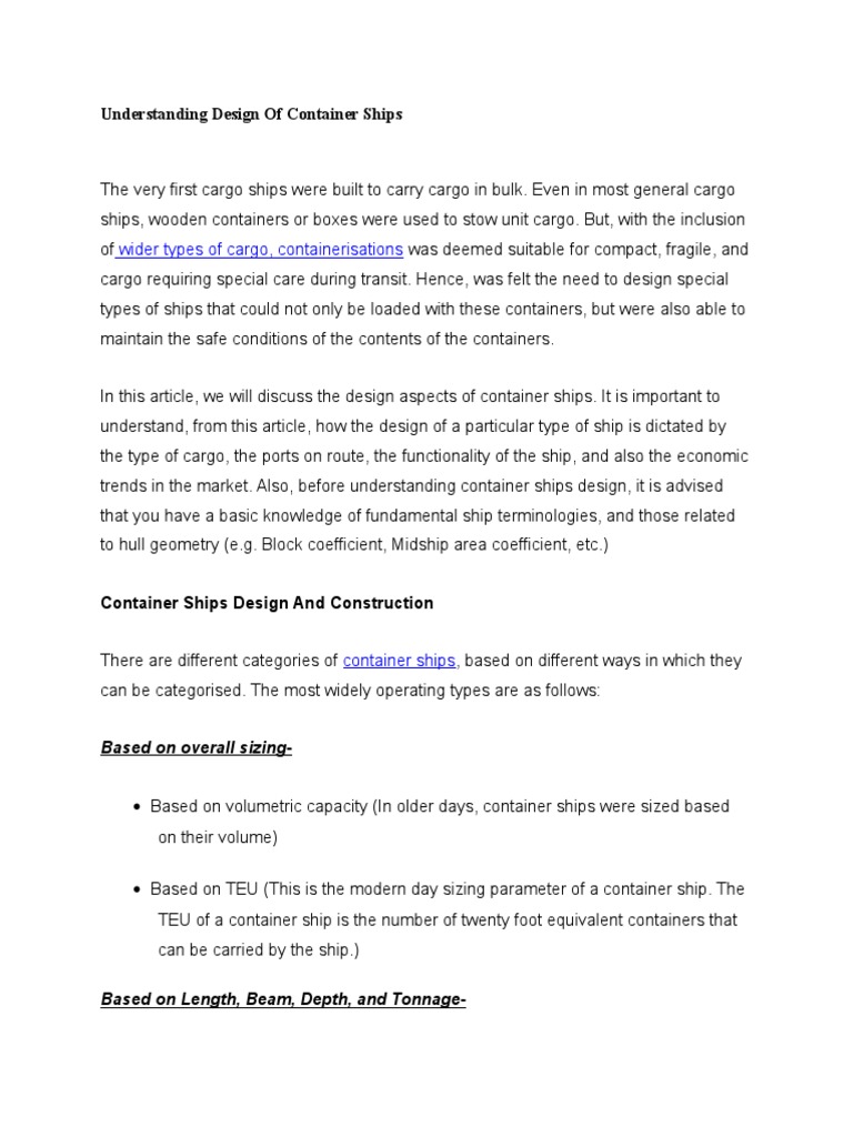 Understanding Design of Container Ships | PDF | Containerization | Hull ...