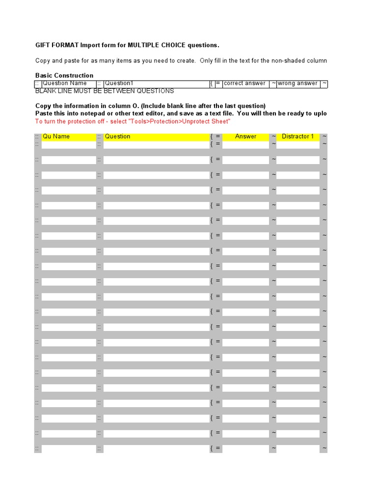 GIFT Format Import Guide | PDF | Text File | Latin Alphabet