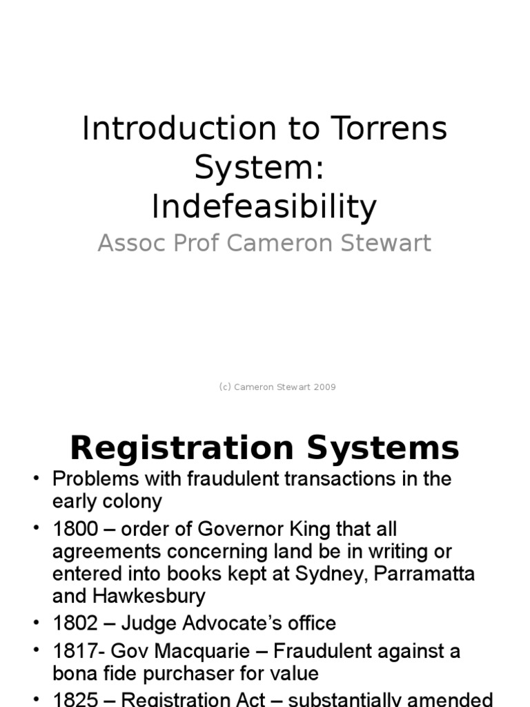 Overview of the Torrens System | PDF
