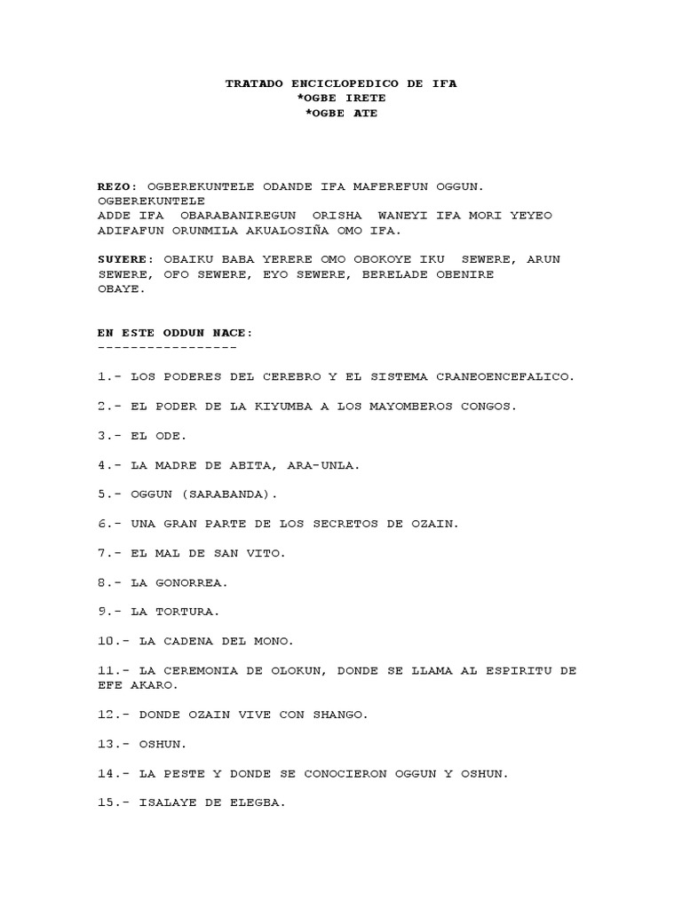 Ifa Ogbe Irete | PDF | Santeria