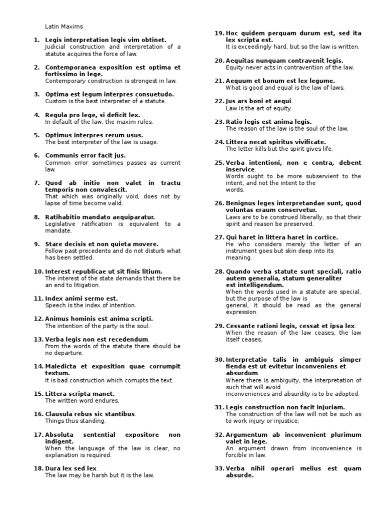 Latin Maxims | PDF | Statutory Interpretation | Legal Communication
