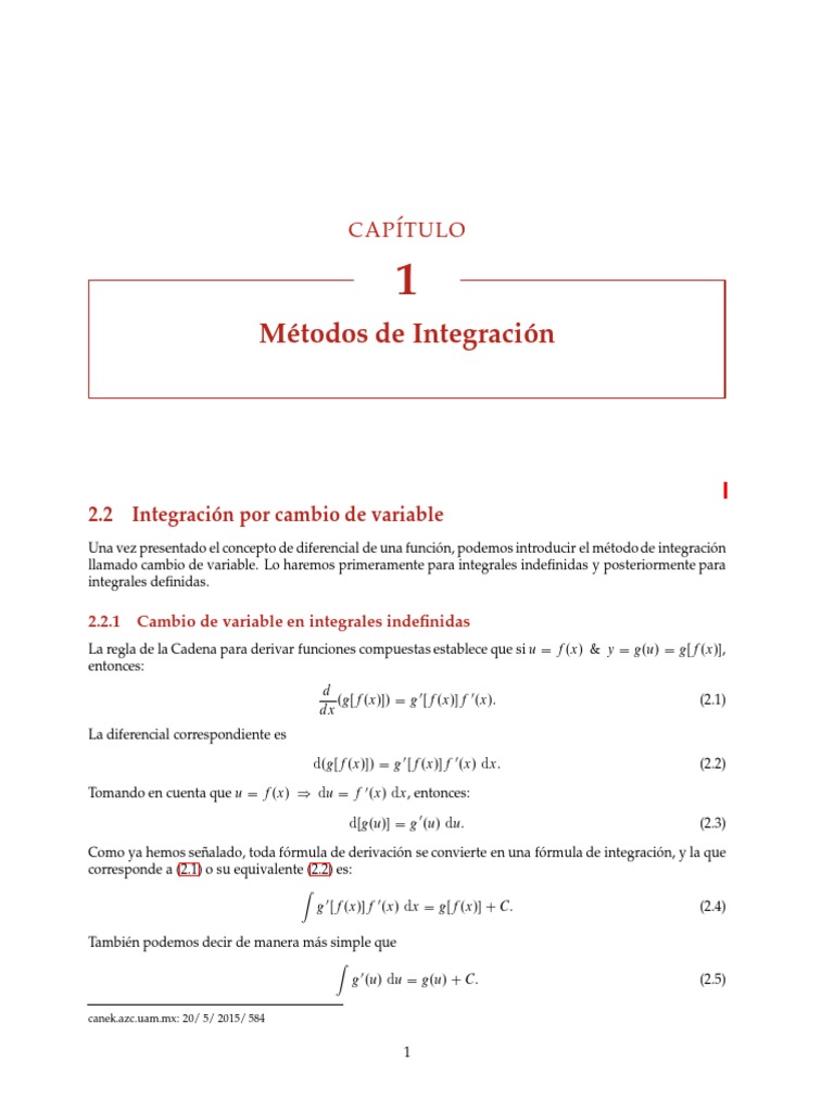 Cambio de Variable PDF | PDF | Integral | Derivado
