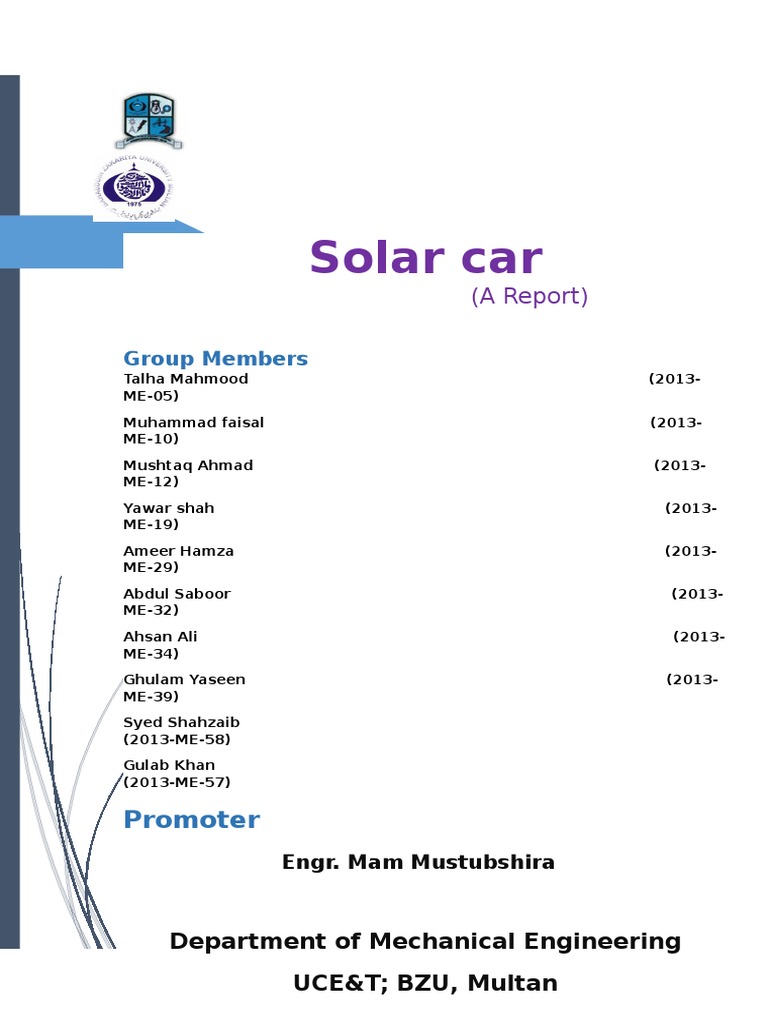 Solar Car Project Report | PDF | Electricity Generation | Energy ...