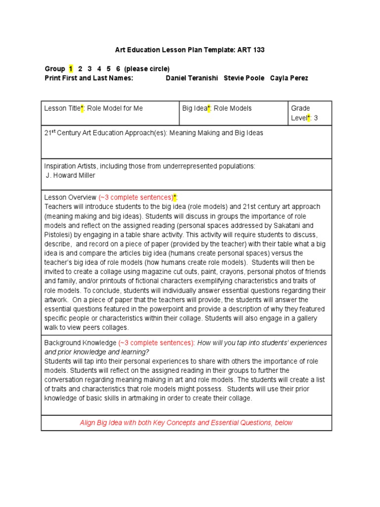 lesson 1 role model | Lesson Plan | Collage