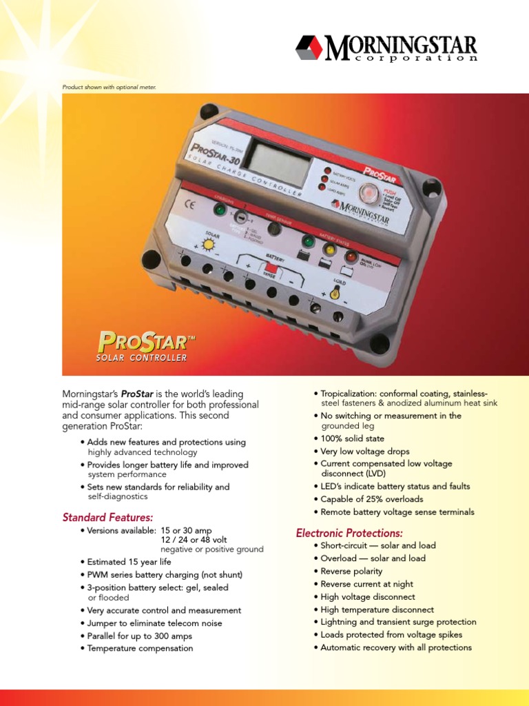 Morningstar ProStar 15 30 15M48 Specs | PDF | Battery (Electricity ...