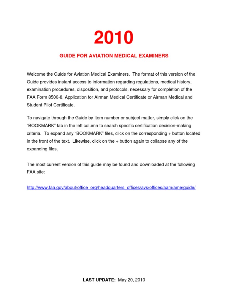 FAA GUIDE FOR AVIATION MEDICAL EXAMINERS | Pilot (Aeronautics) | Aviation