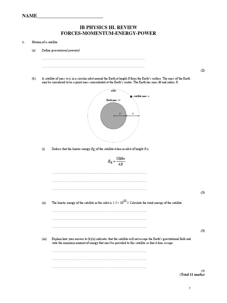 IB Physics Review: Forces & Momentum | PDF | Orbit | Mass