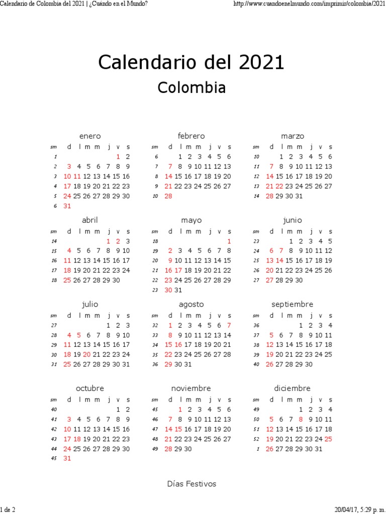 Calendario 2021 | PDF