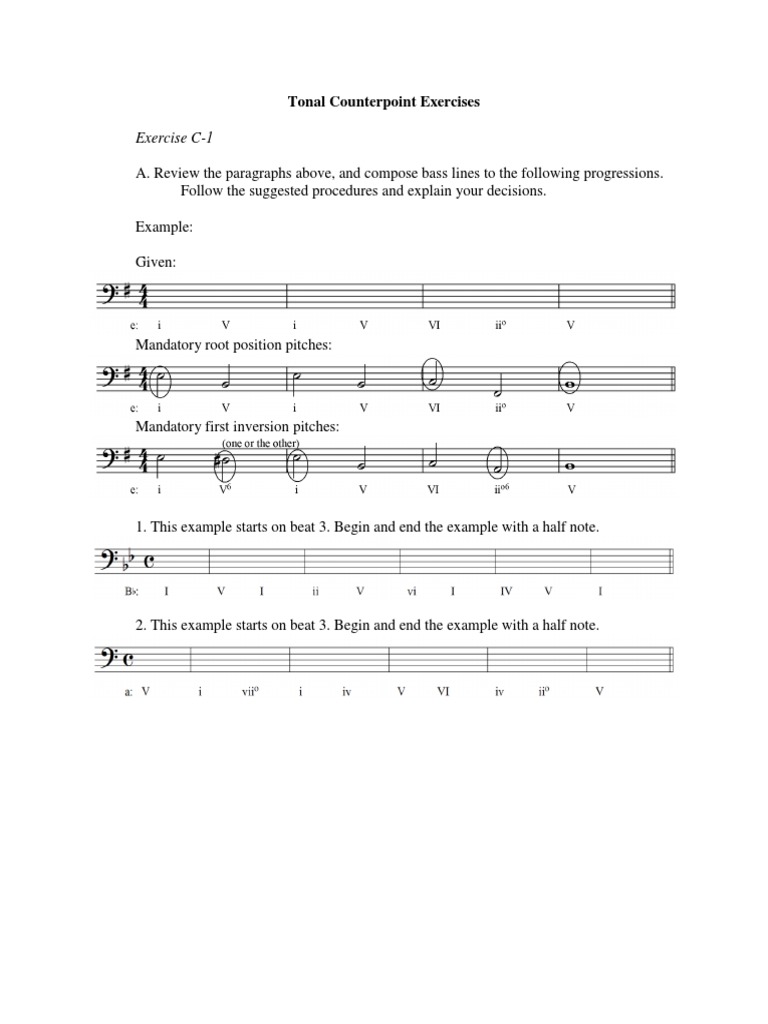 Interlude 3 Tonal Counterpoint Exs | PDF | Harmony | Musical Techniques