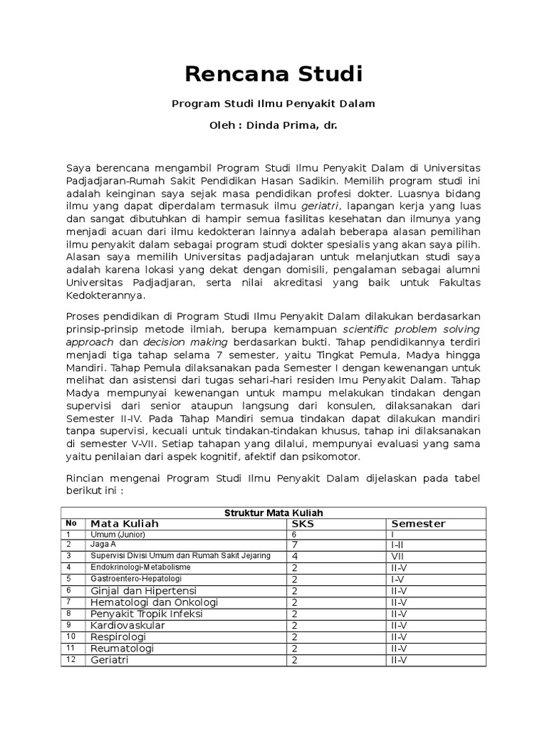 Rencana Studi Program Beasiswa LPDP (IPD) | PDF