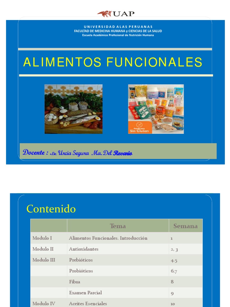 1, Alimentos Funcionales .-Clase 1 - 2016 | PDF | Comida funcional | Alimentos