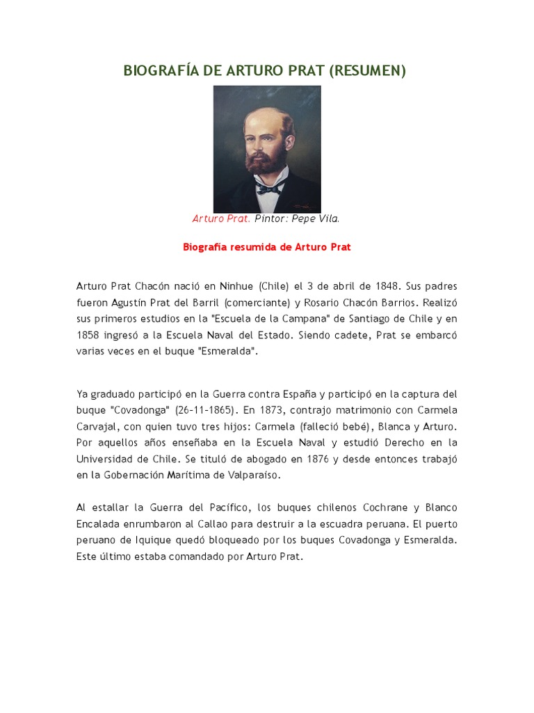 Biografía de Arturo Prat Chacón | PDF