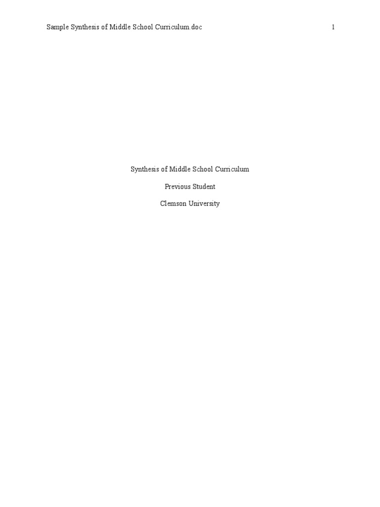 Sample Synthesis of Middle School Curriculum | PDF | Rubric (Academic ...