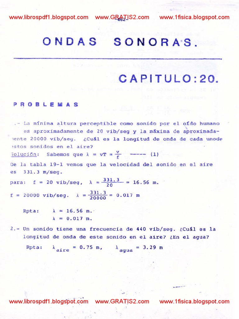 Cap - 19 - Ondas Sonoras-Ejercicios Resueltos-Resnick Halliday | PDF | Olas | Universo físico