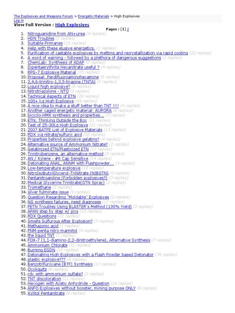 High Explosives Index PDF | PDF | Explosive Material | Hazards