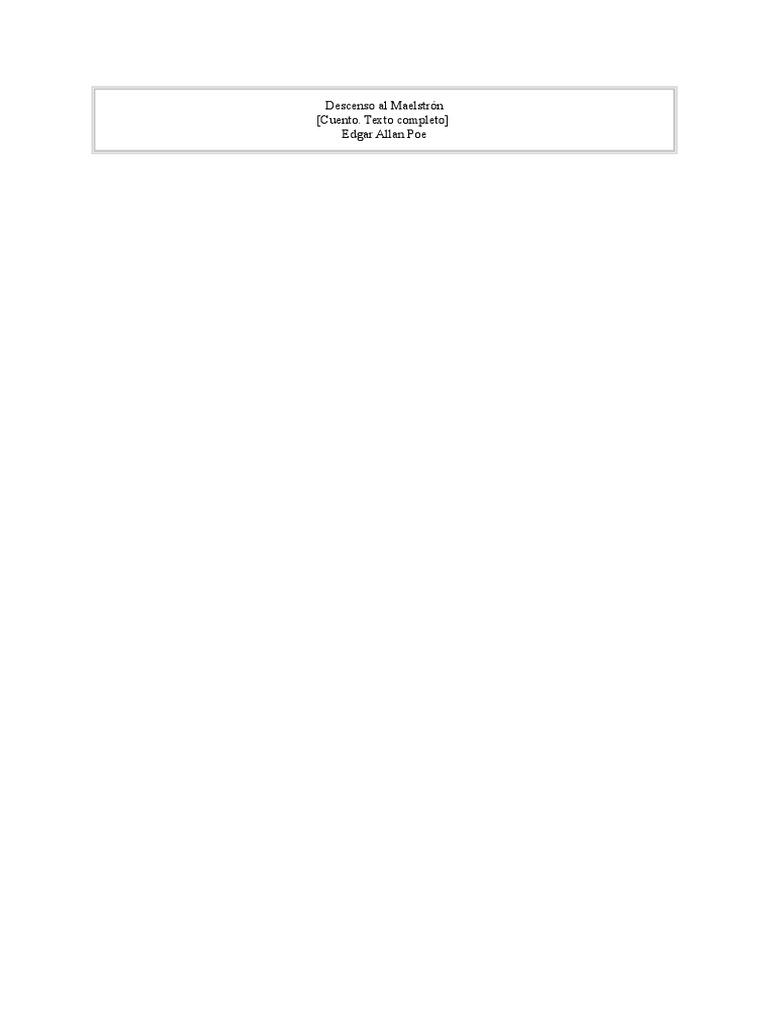 Descenso Al Maelstrón | PDF | Edgar Allan Poe | Océanos