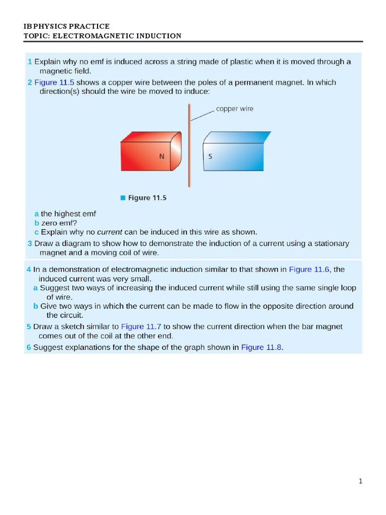 IB Physics Practice-Electromagnetic Induction | PDF | Physics ...
