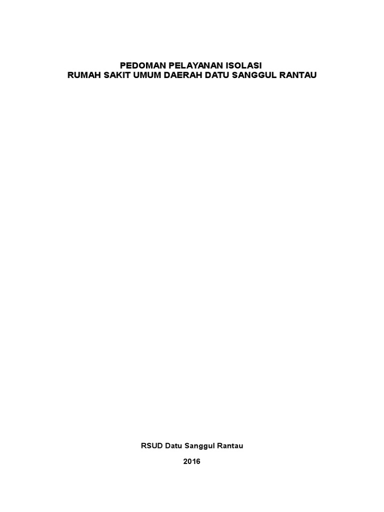 Panduan Ruang Isolasi | PDF