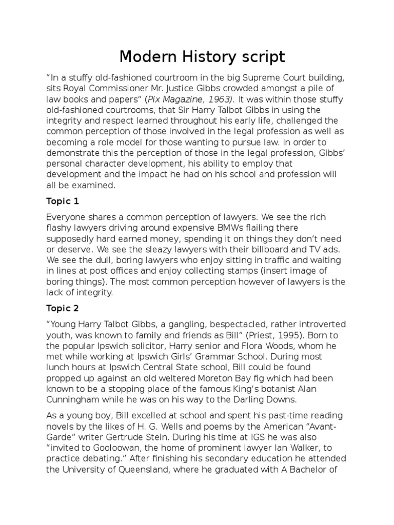 Modern History Script | PDF | High Court Of Australia | Judge