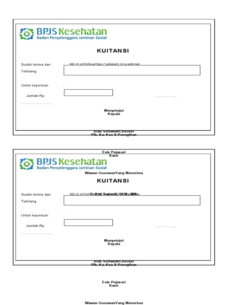 Form Kwitansi Klaim BPJS | PDF