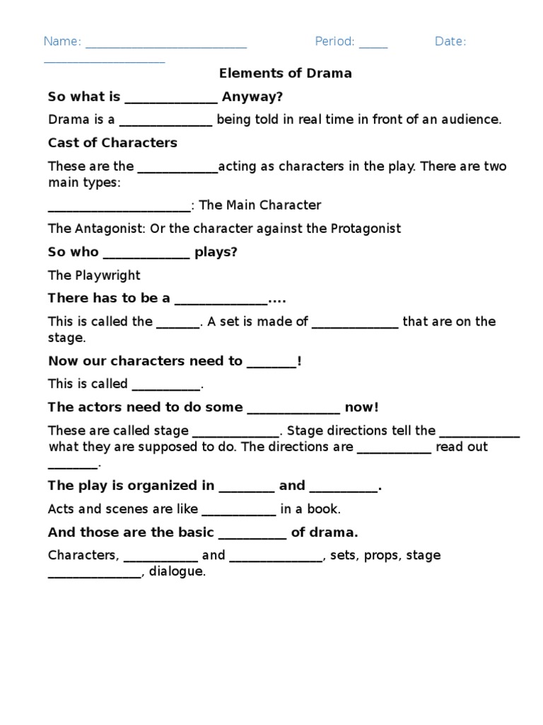 Elements of Drama Video Handout Autosaved | PDF