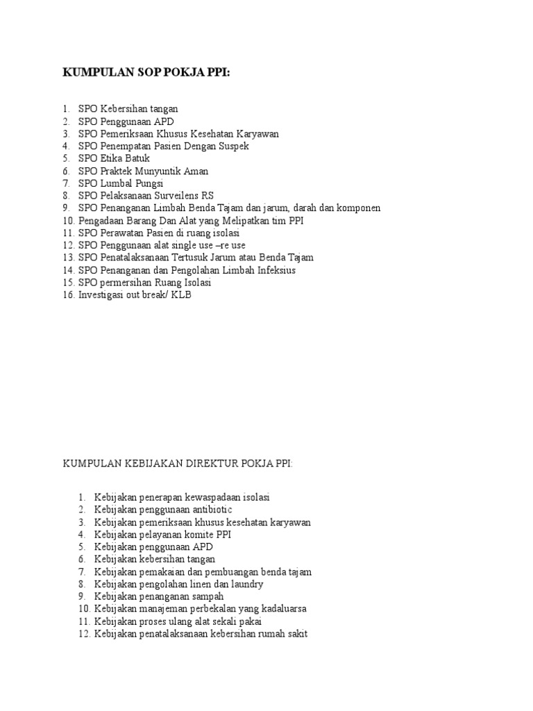 Kumpulan Sop Ppi | PDF