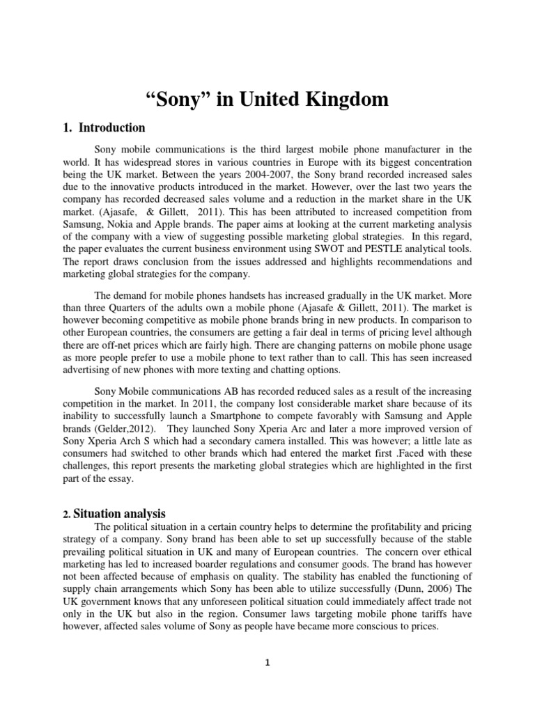 Case Study SONY (UTS Manjik) | PDF | Sony | Brand